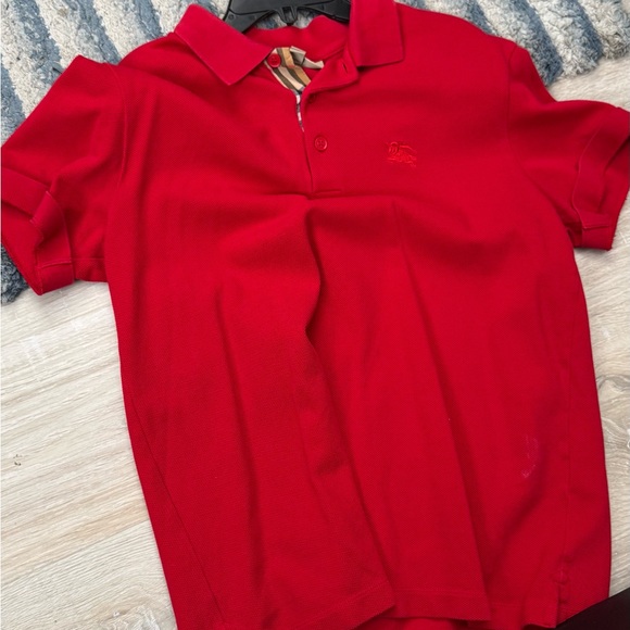 Shirts | Red Burberry Polo | Poshmark
